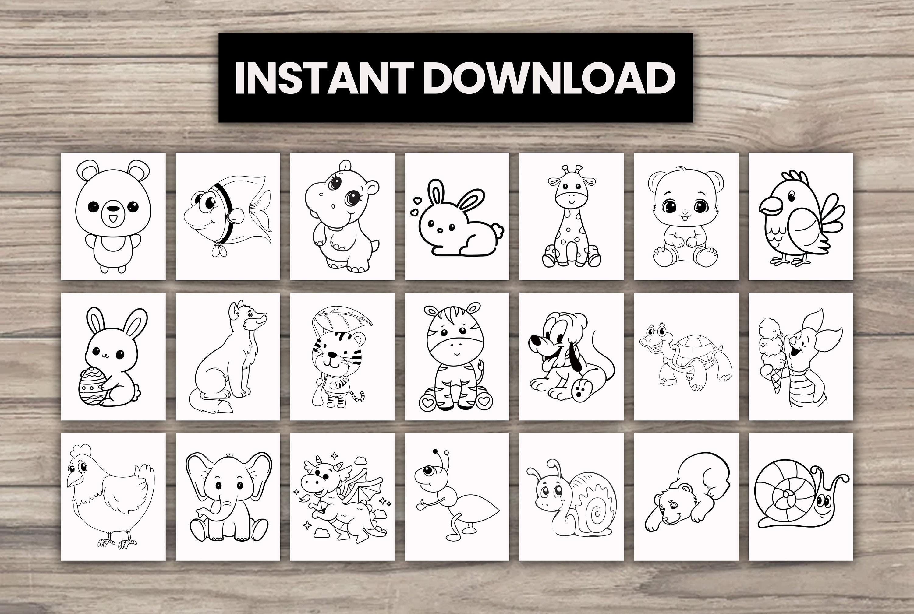 52 Animals Easy Coloring Pages for Kids, Toddlers, Preschoolers ...