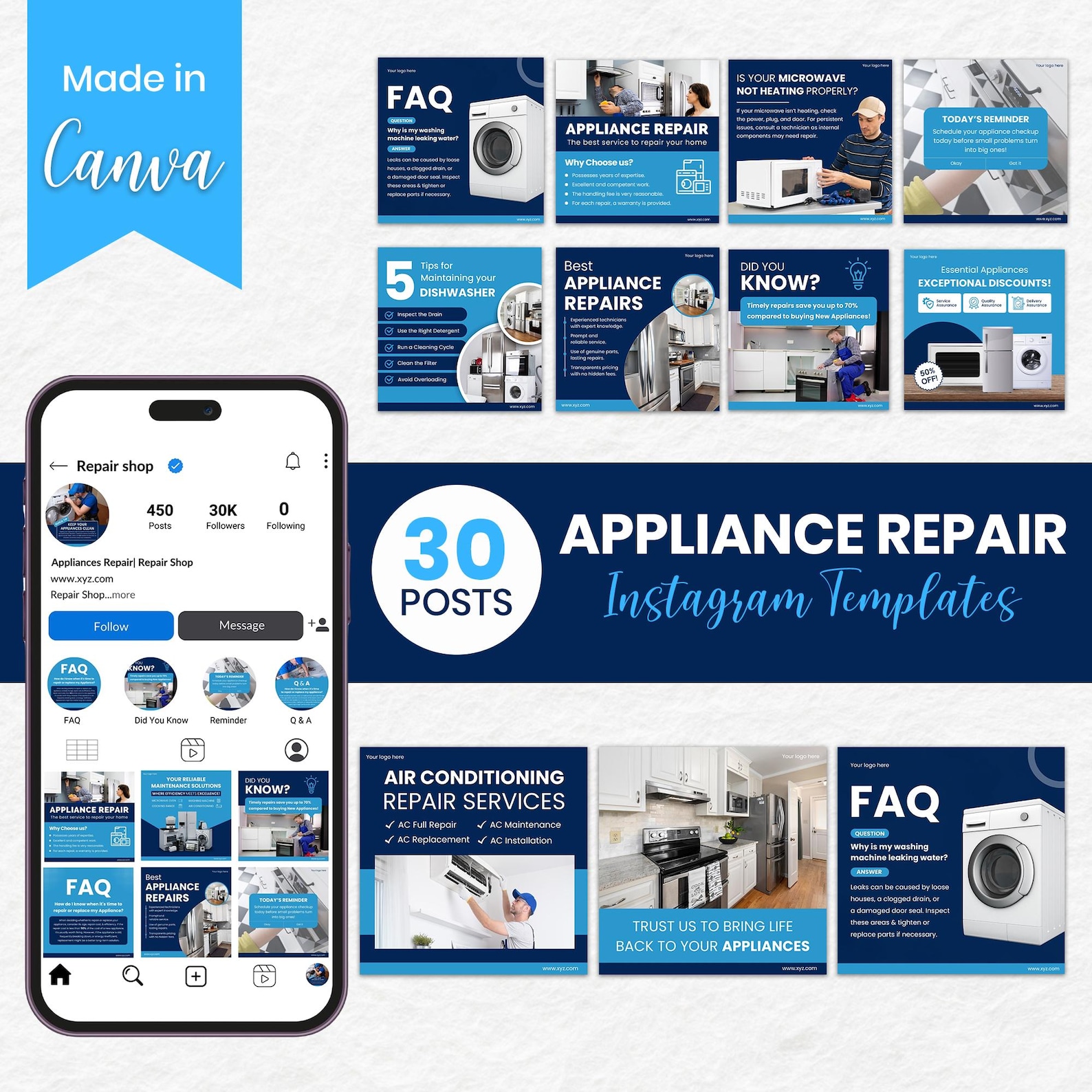 Appliance Repair Instagram Post Templates, Editable Social Media ...