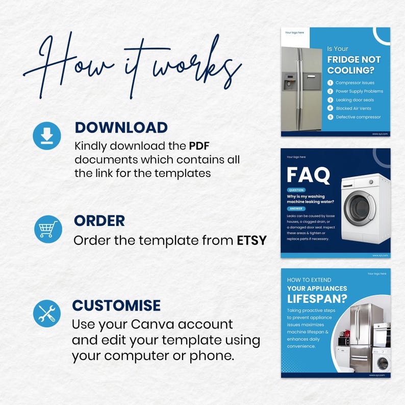 Appliance Repair Instagram Post Templates, Editable Social Media ...