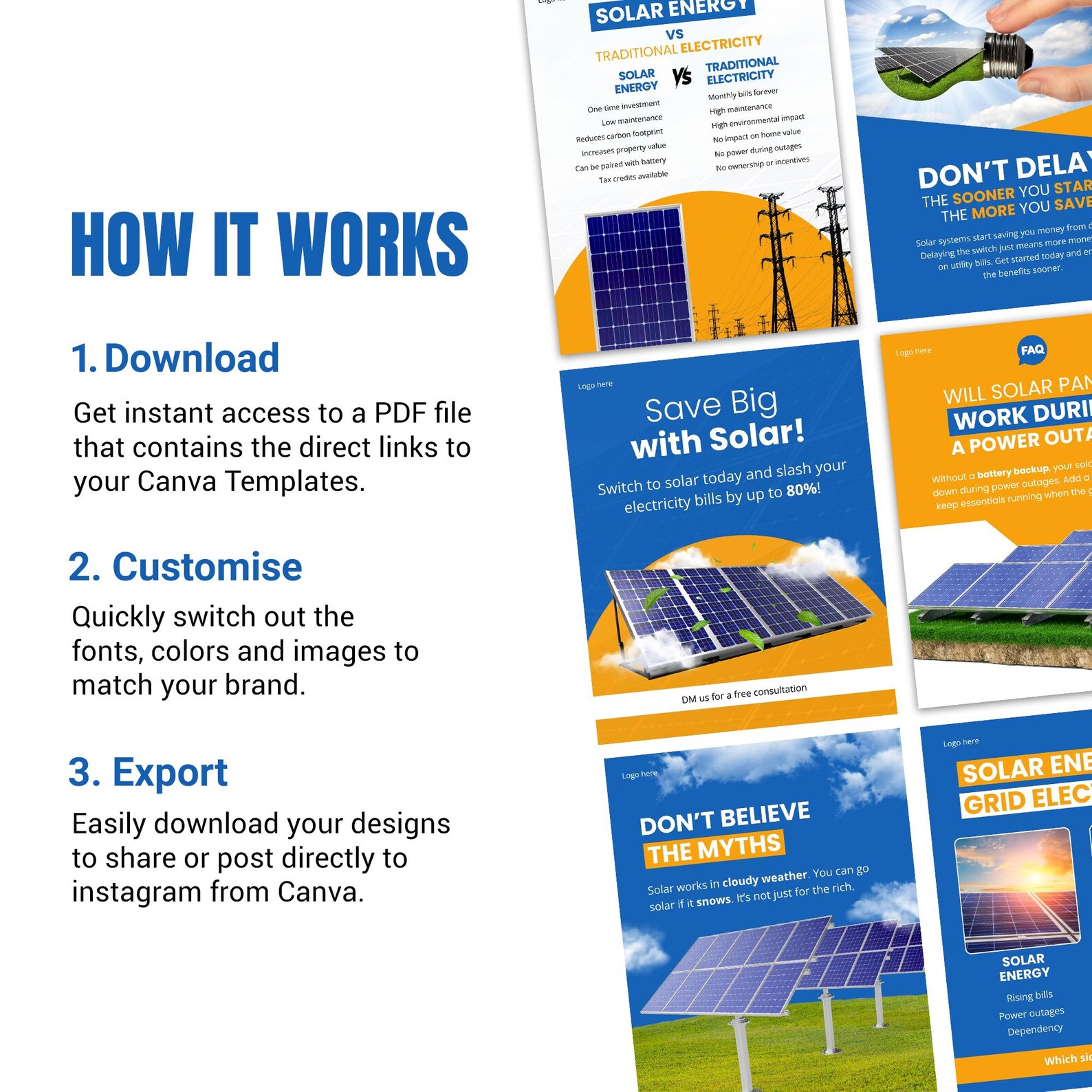 40 Solar Energy Instagram Canva Templates| Solar Panel Business ...
