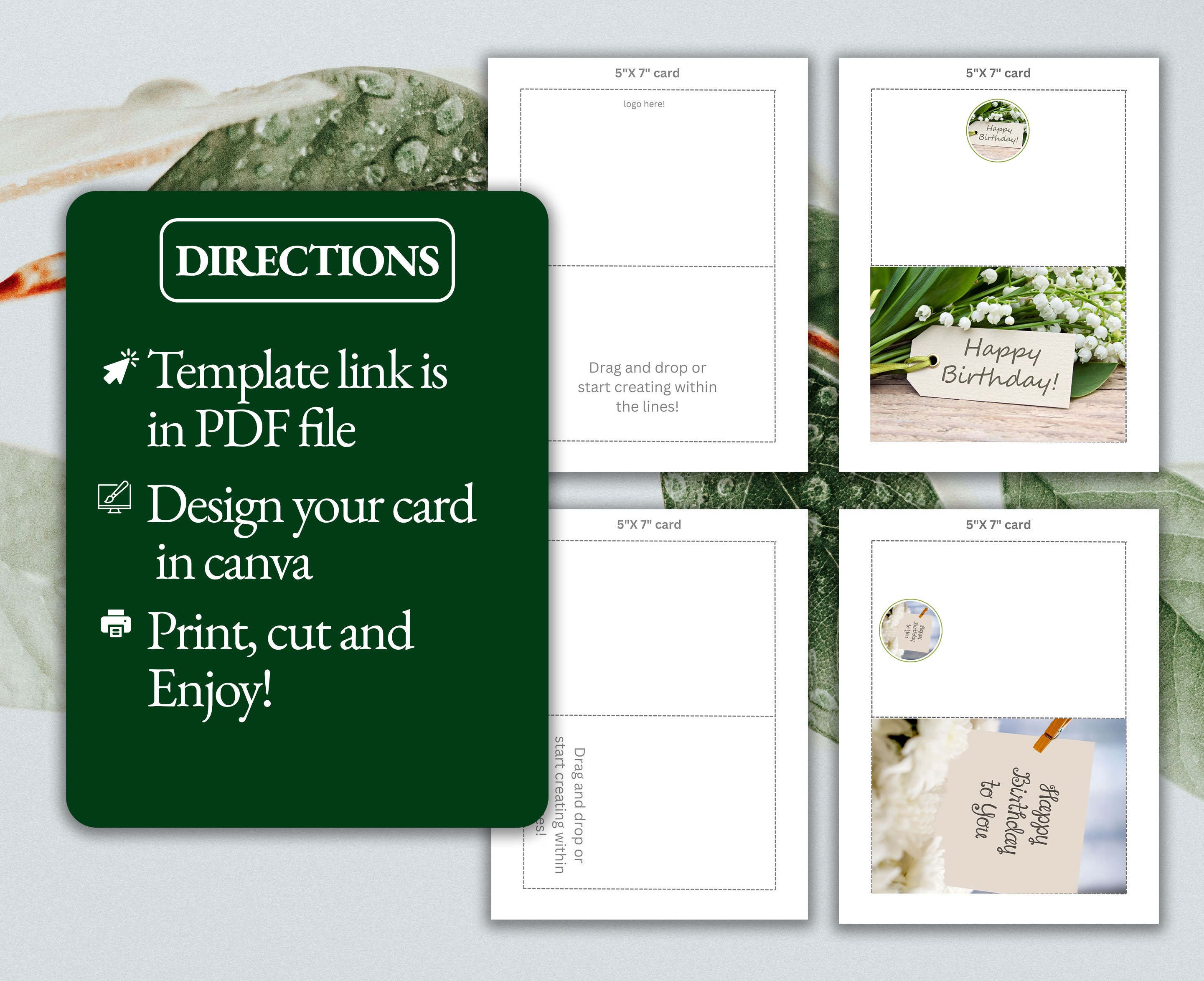Printable Greeting Card Canva Template Bundle 5x7 4x6 Editable Drag and ...