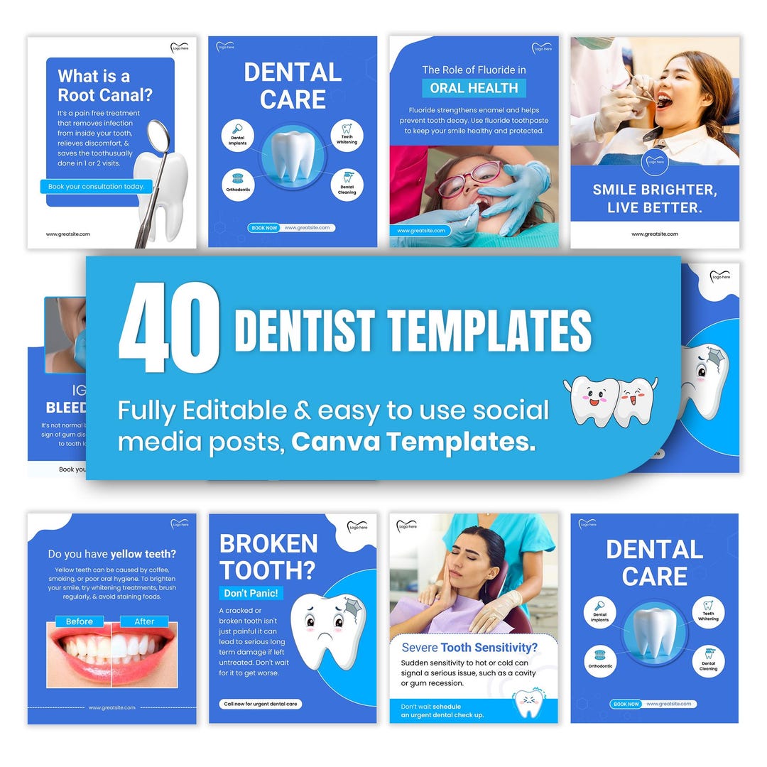 Dentist Instagram Canva Templates| Dentists Social Media Posts ...