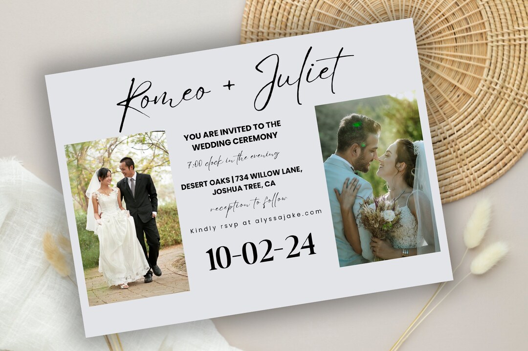 Photo Collage Wedding Invitation Template (digital Download) - Etsy