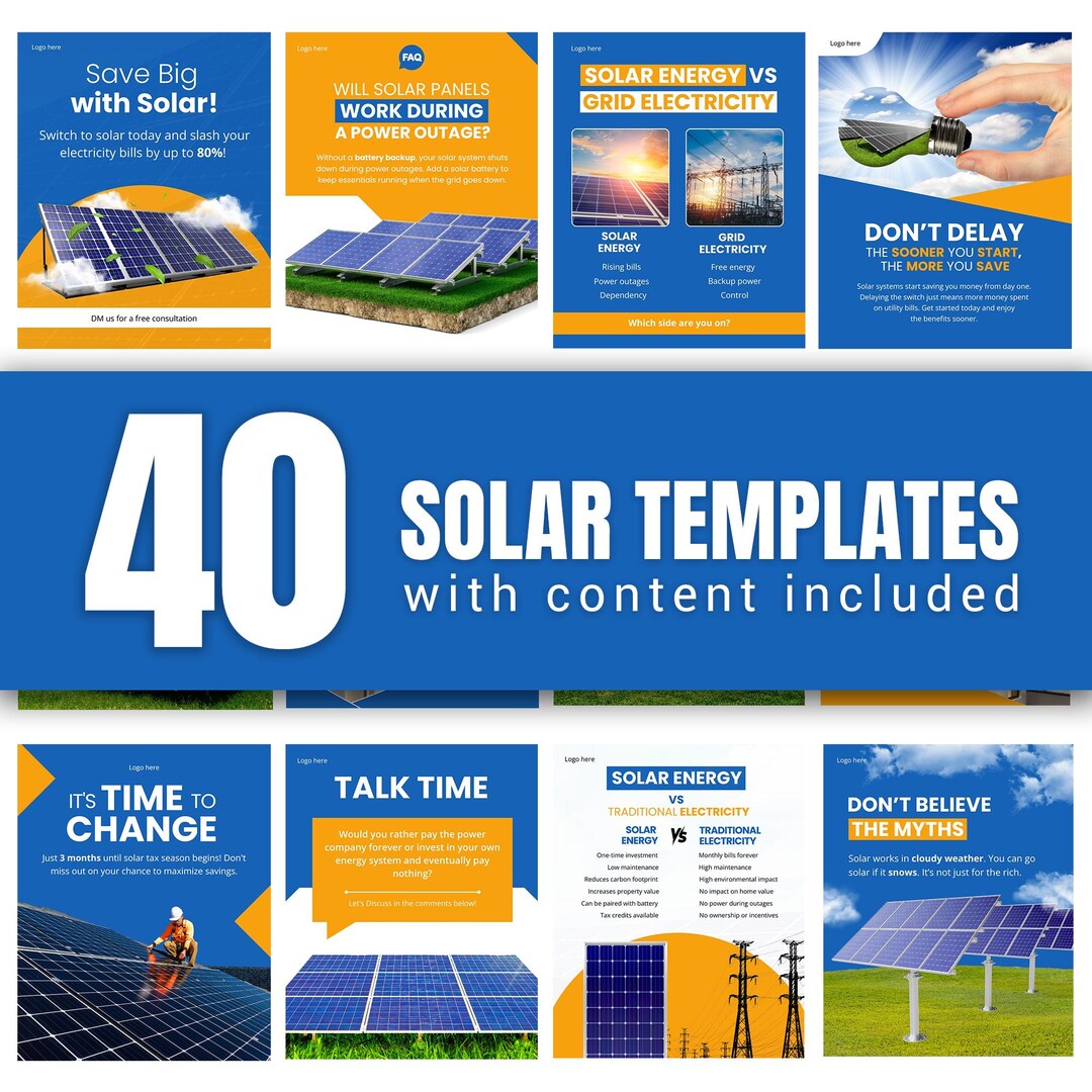 40 Solar Energy Instagram Canva Templates| Solar Panel Business ...