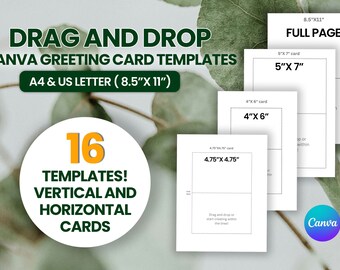 Printable Greeting Card Canva Template Bundle 5x7 4x6 Editable Drag and ...