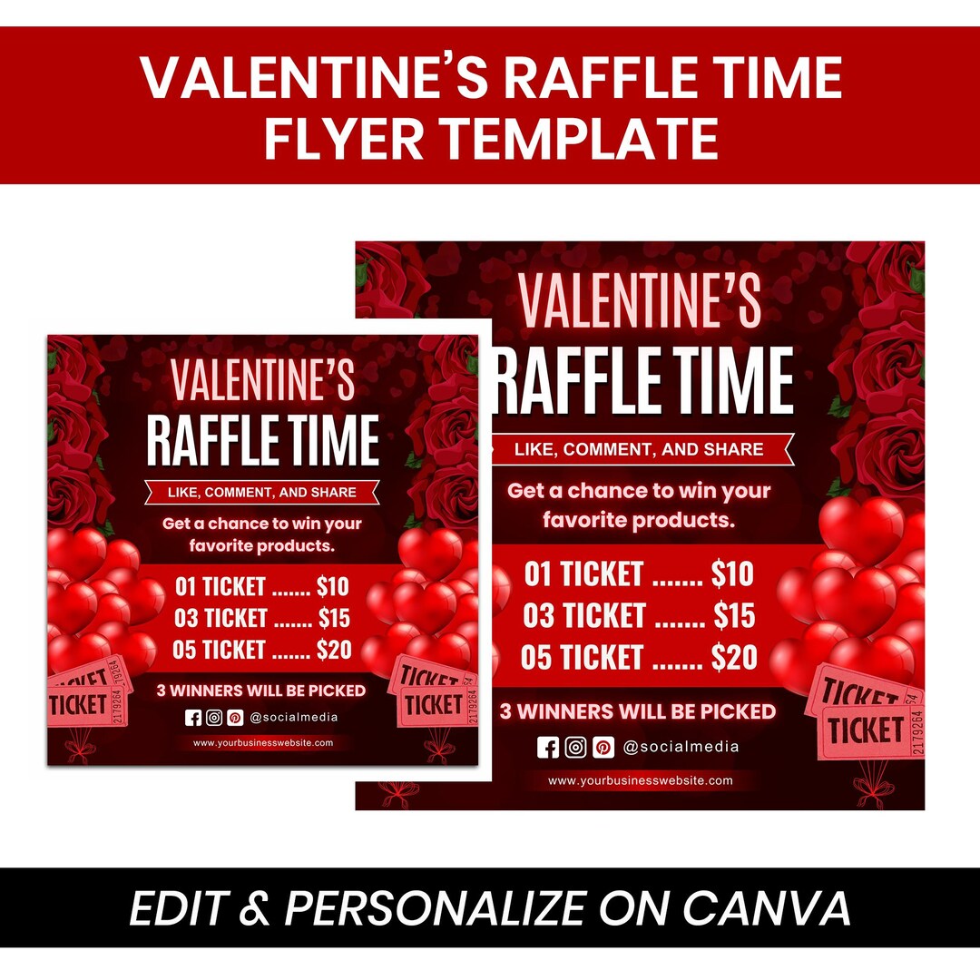 Valentines Day Raffle Flyer, Giveaway Flyer, Raffle Flyer, Raffle ...