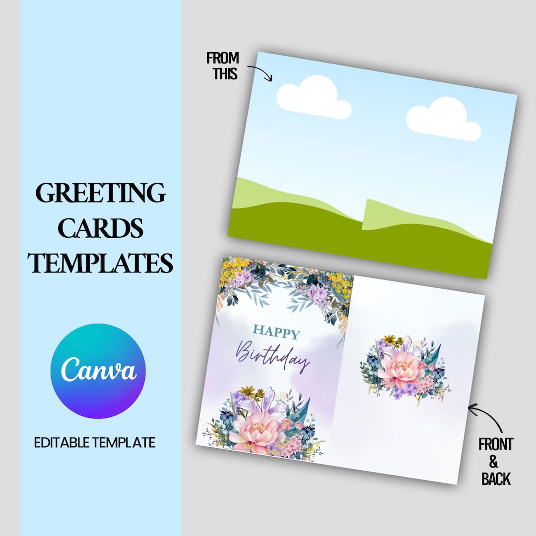 Canva Digital 5x7 and 7x5 Greeting Card Template for Etsy Sellers ...
