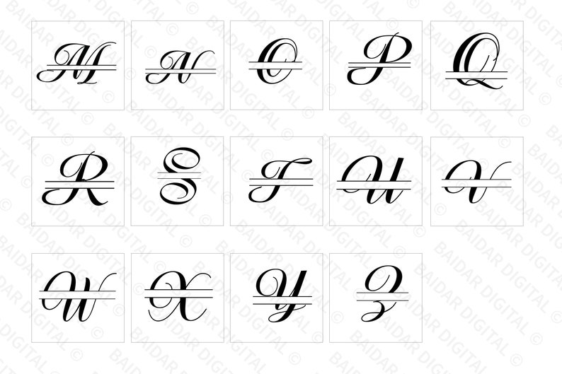Split Monogram Alphabet SVG, DXF, PNG Split Monogram Frame Alphabet ...