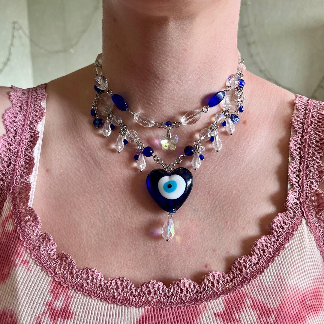 The Eye of Wisdom Upcycled Turkish Nazar Evil Eye Amulet Necklace With ...