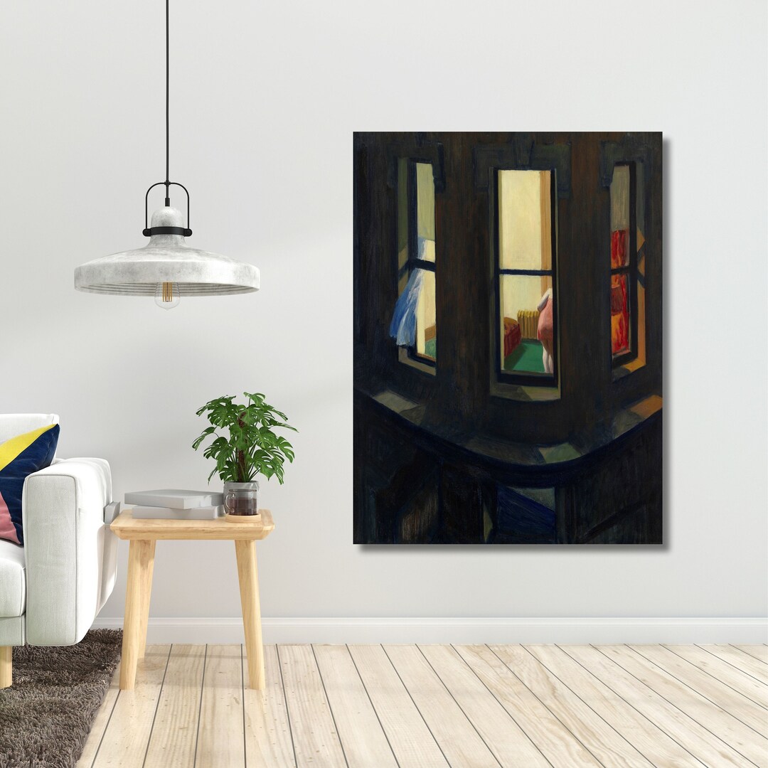 Edward Hopper Night Windows Poster, Print Art Canvas, Reproduction ...