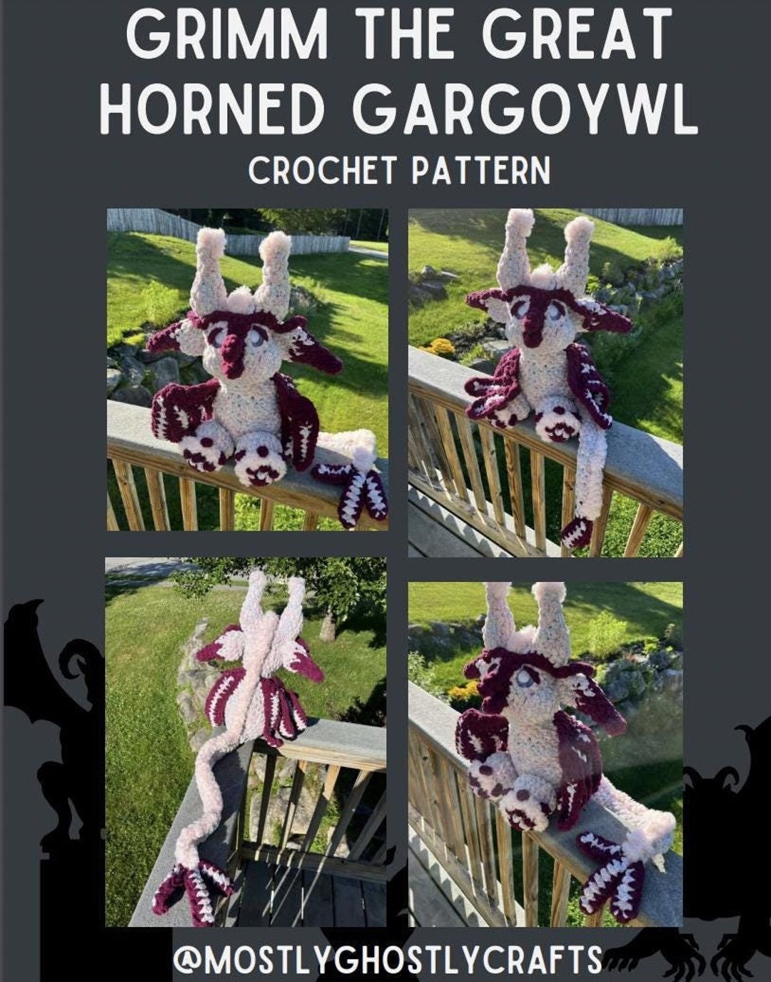 Grimm the Great Horned Gargoywl Crochet Pattern - Etsy UK