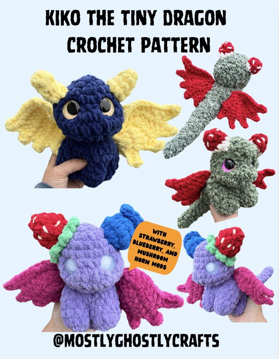 Kiko the Tiny Dragon Crochet Pattern - Etsy Canada