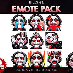 9 Horror Billy Puppet Emotes Bundle Pack - Twitch, Youtube, Discord ...