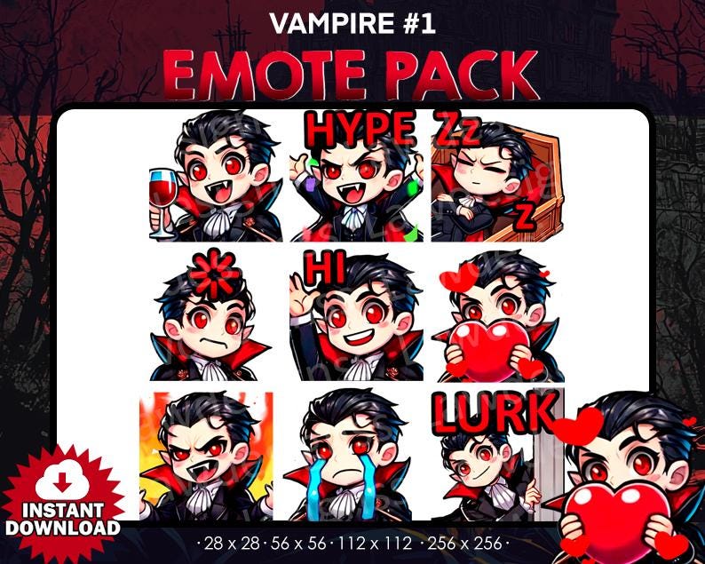 9 Vampire Bundle Pack Emotes -twitch, Youtube, Discord | Halloween ...