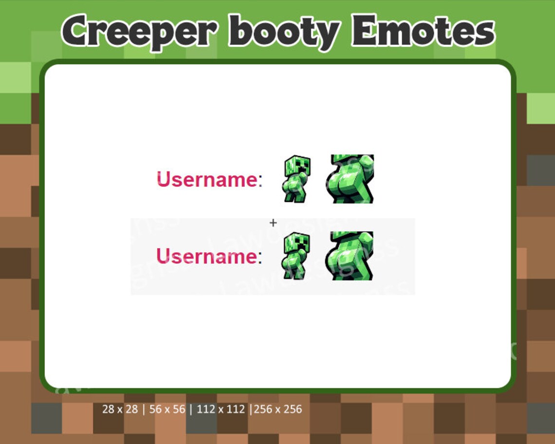 Creeper Booty Minecraft Game Twitch Emotes for Streaming Youtube Emotes ...