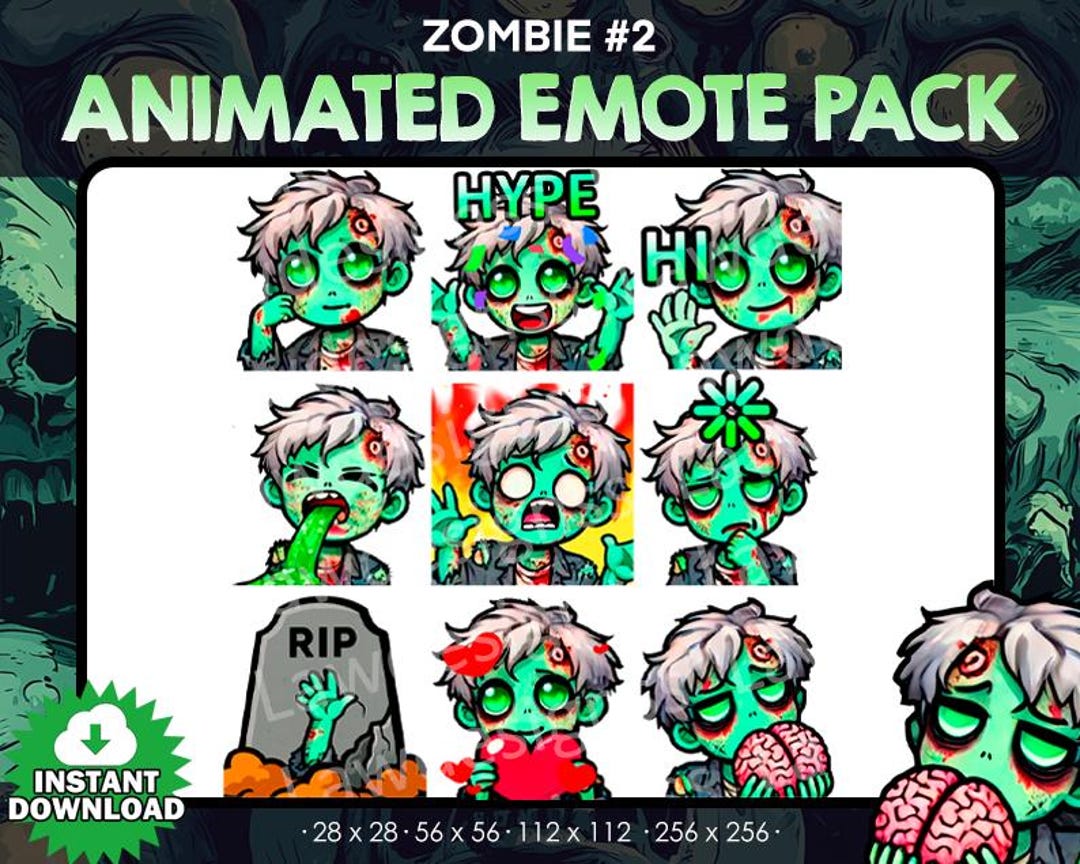 Animated Zombie Emotes: Twitch, Youtube, Discord (digital Download) - Etsy