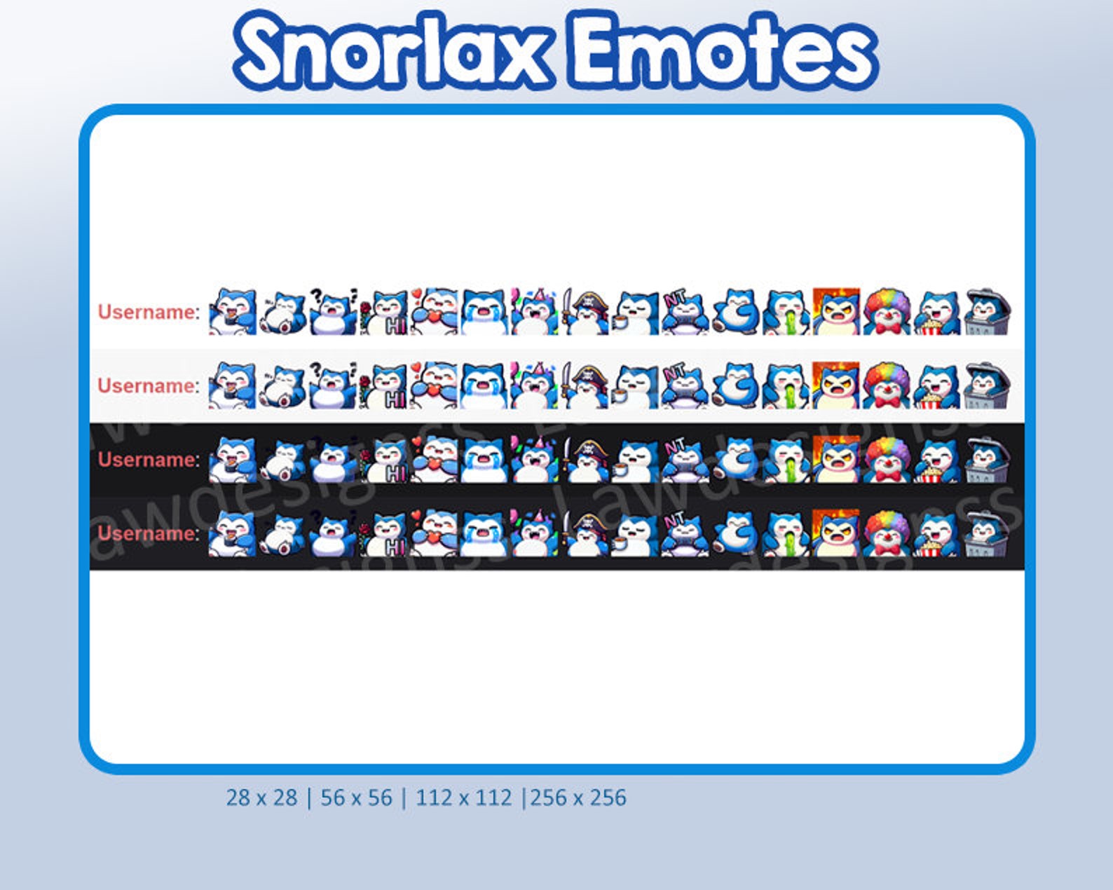 16 Mega Pack Snorlax Pokemon Emotes Bundle Pack - Twitch, Youtube ...