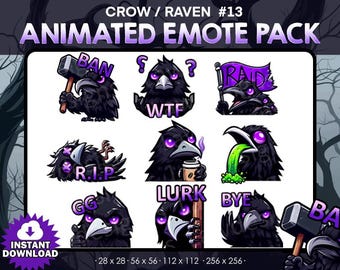 Animated Raven Emotes – Spooky Crow Twitch/discord Emotes (digital ...