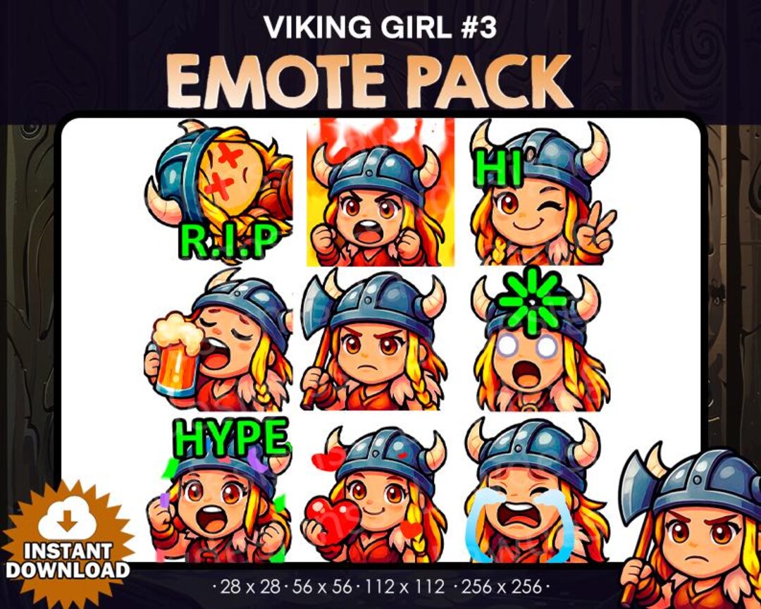 Viking Girl Emotes – Twitch, Youtube, Discord (digital Download) - Etsy