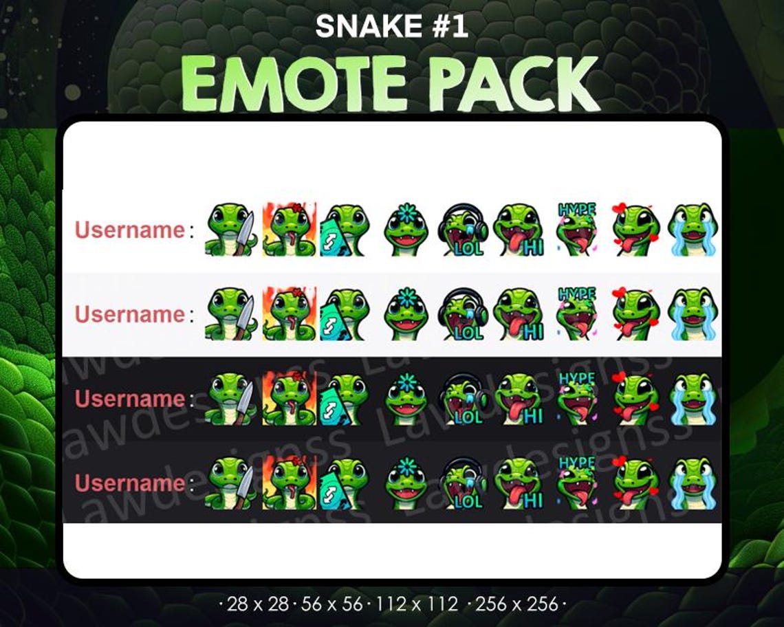 9 Snake Emotes Bundle Pack - Twitch, Youtube, Discord | Dinosaur ...