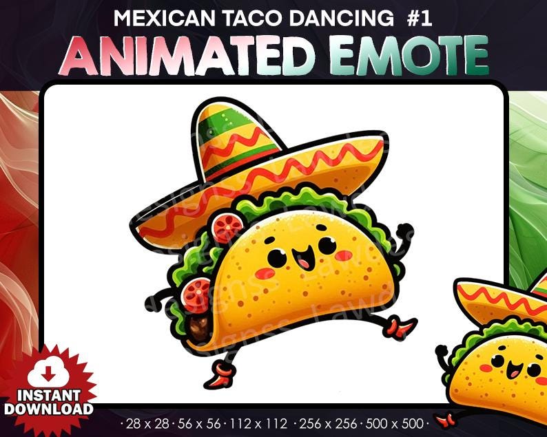 Animated Mexican Taco Dancing- Twitch, Youtube, Discord | Mexican Taco ...