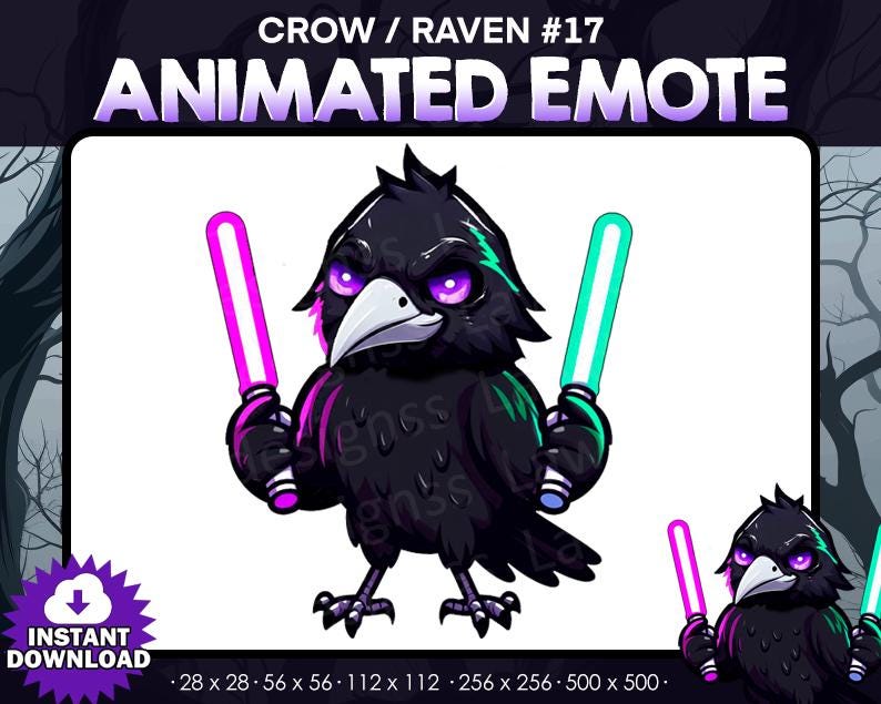 Animated Raven Emote – Twitch, Youtube, Discord (digital Download) - Etsy