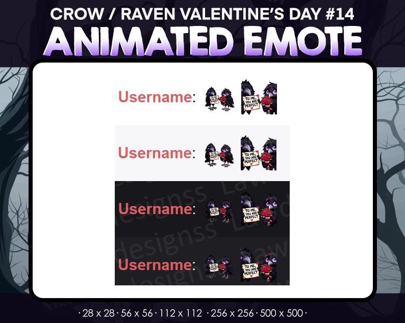 Raven Valentine's Day Animated Emote – Twitch, Discord, Youtube ...