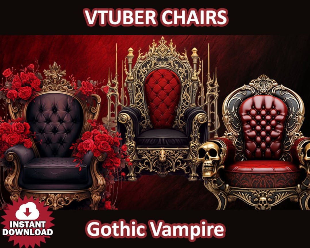 3x Vtuber Gaming Chair, Gothic Vampire, Twitch, Romantic, Assets ...
