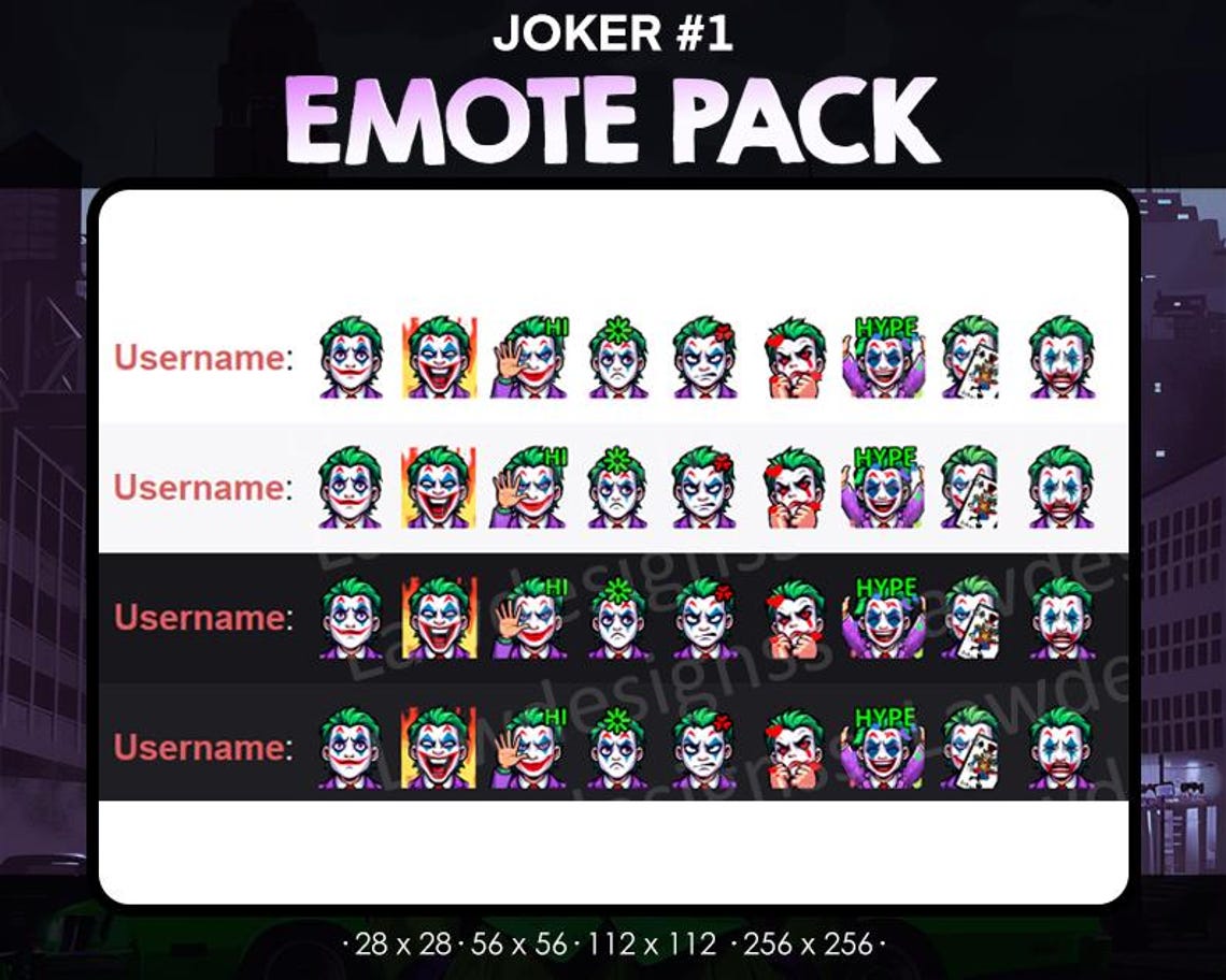 9 Joker Emotes, Clown Emotes, Cute Joker Stream Pack, Harlequin Emotes ...