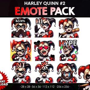 9 Harley Quinn Emotes, Joker Emotes, Cute Harley Quinn Stream Pack ...