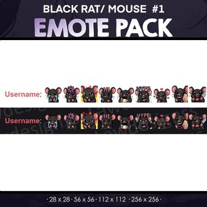 9 Black Rat/ Mouse Emotes Bundle Pack Twitch, Youtube, Discord black ...