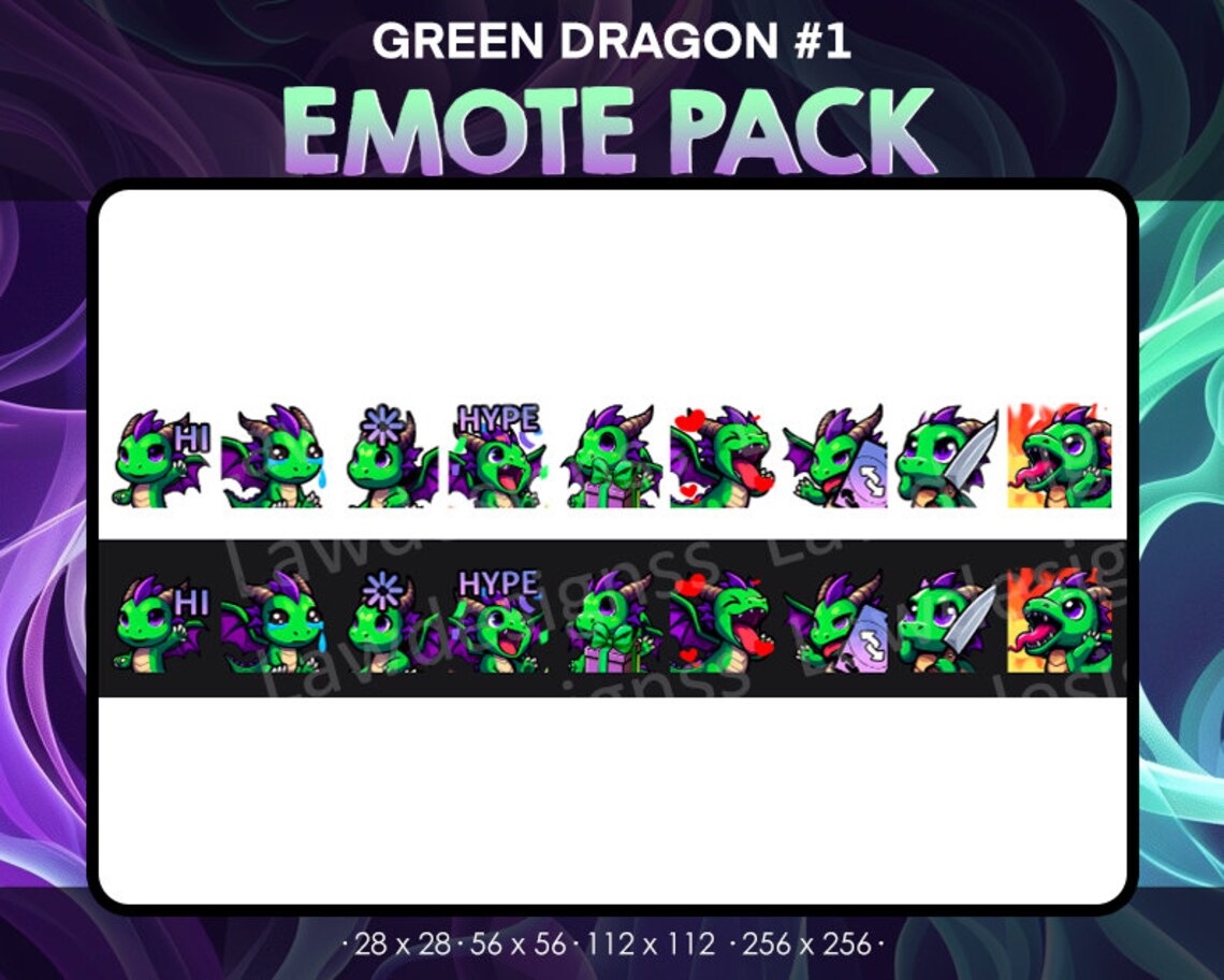 9 Green Dragon Emotes Bundle Pack - Twitch, Youtube, Discord | Dragon ...