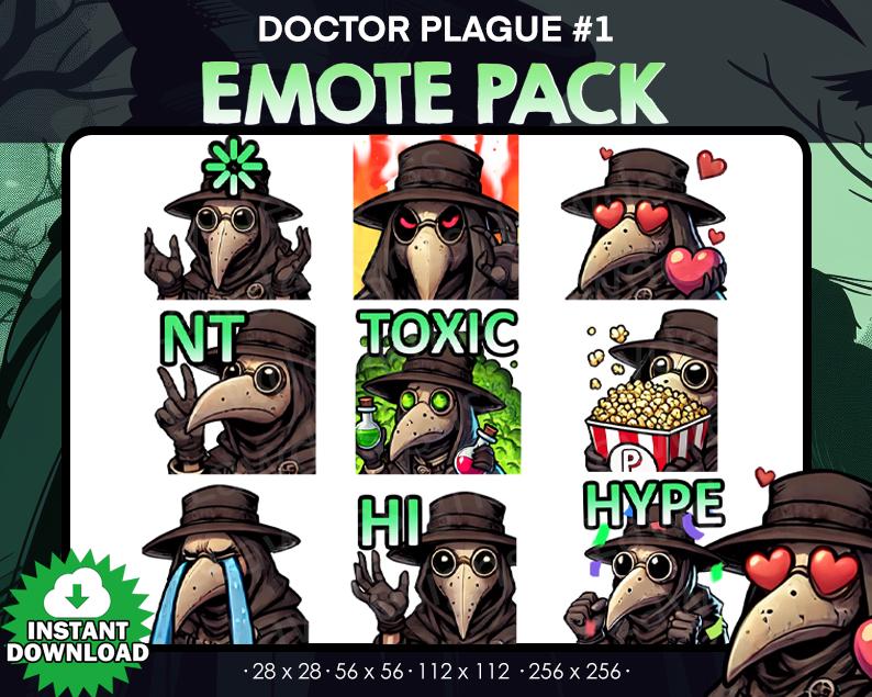 9 Doctor Plague Emotes Bundle Pack - Twitch, Youtube, Discord | Plague ...