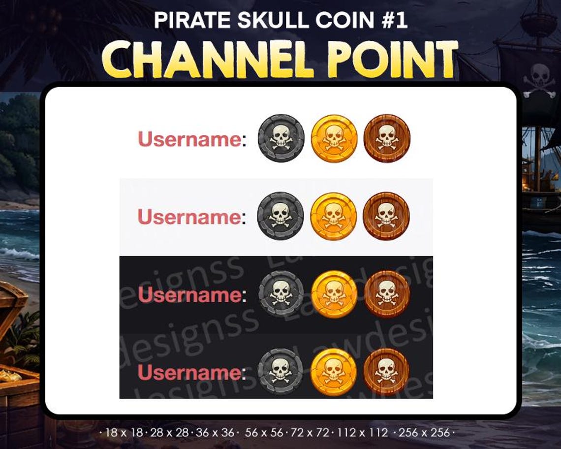 Pirate Skull Coin Channel Points - Twitch, Youtube, Discord (digital ...