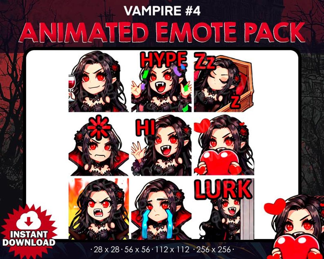 9 Animated Vampire Girl Bundle Pack Emotes -twitch, Discord | Halloween ...