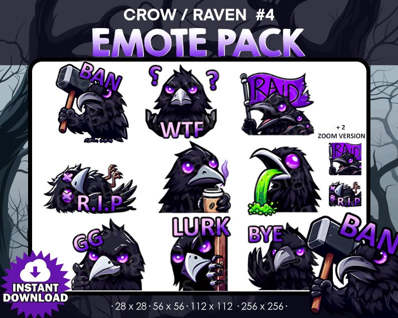 9 Raven/ Crow Emotes Bundle Pack 2 - Twitch, Youtube, Discord | Killers ...