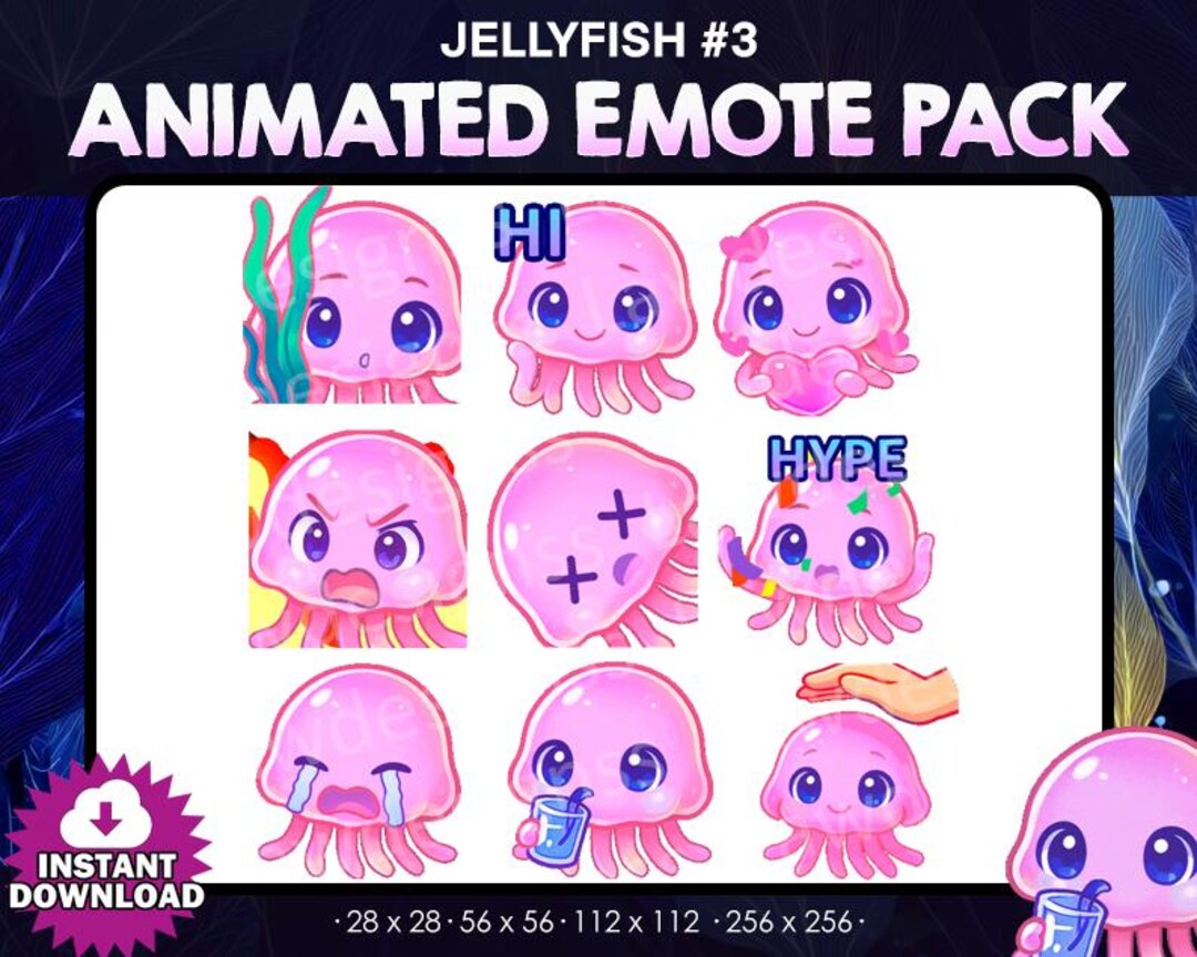 Pink Jellyfish Animated Emotes Bundle – Streaming Pack (digital ...