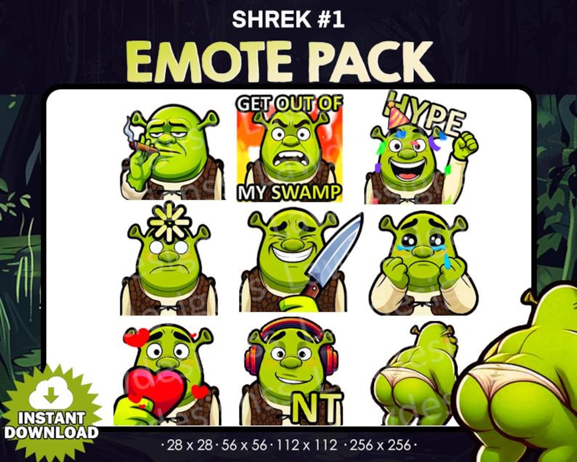9 Shrek Emotes Bundle Pack - Twitch, Youtube, Discord | Ogre | Shrek ...