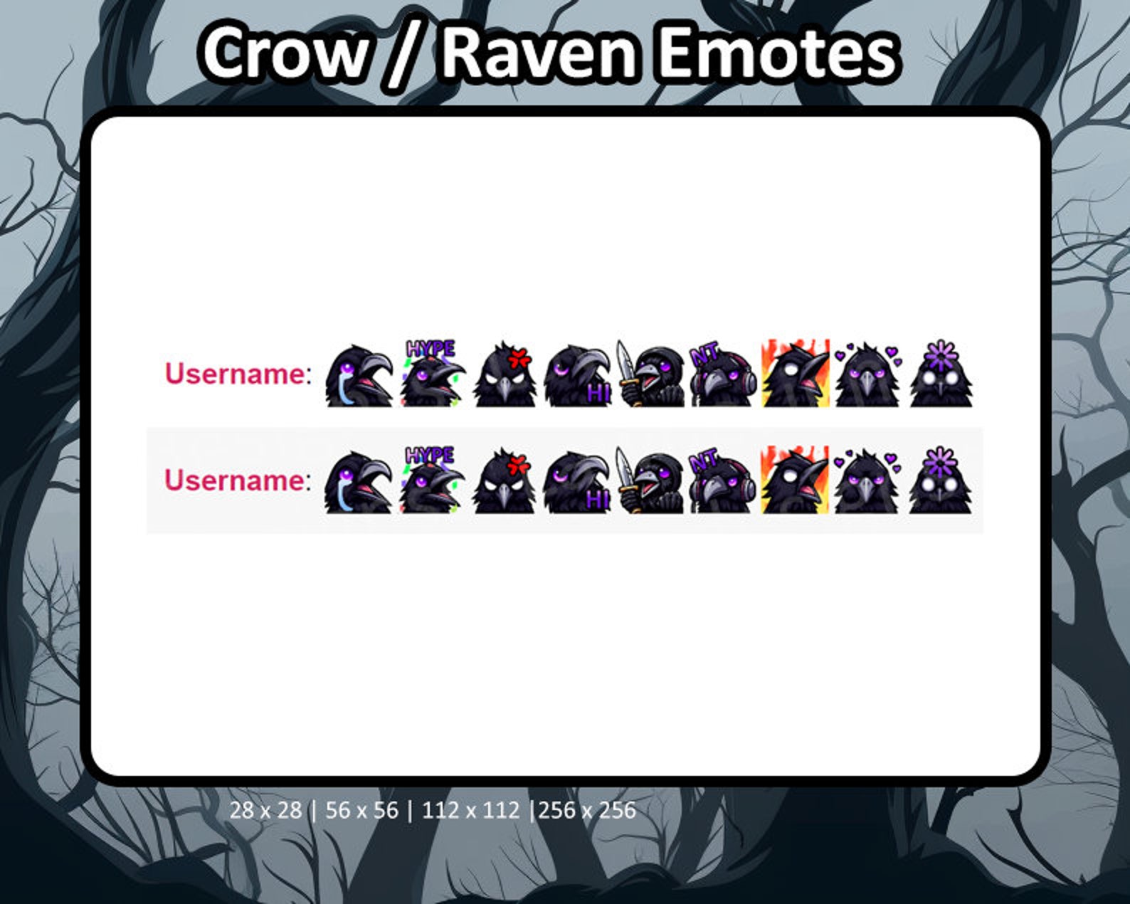 9 Raven/ Crow Emotes Bundle Pack Twitch, Youtube, Discord Killers ...