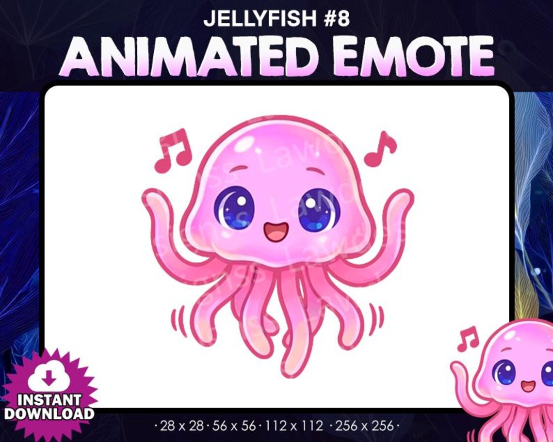 Pink Jellyfish Animated Dancing Emote for Twitch, Discord, Youtube ...