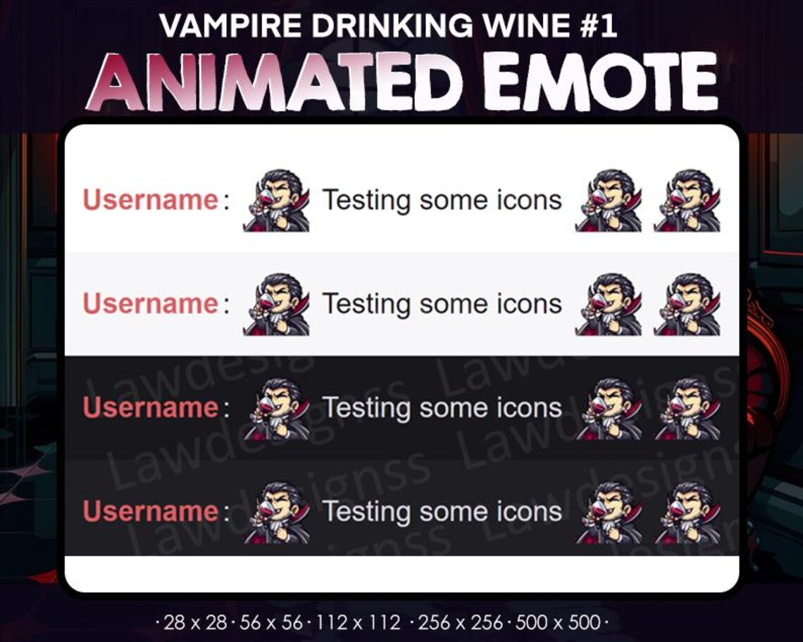 Animated Vampire Drinking Wine Emote: Twitch, Discord, Youtube (digital ...
