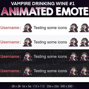 Animated Vampire Drinking Wine Emote: Twitch, Discord, Youtube (digital ...