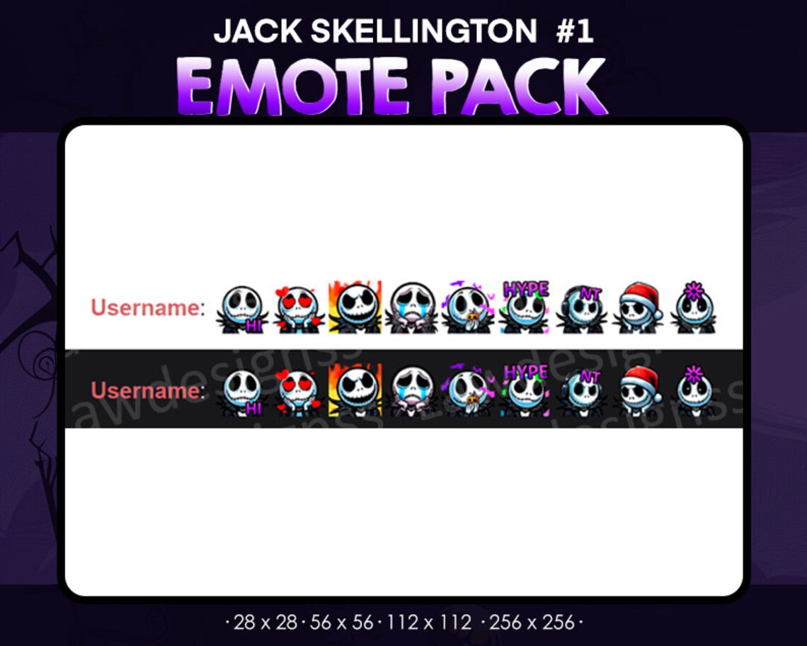 9 Jack Skellington Inspired Emotes Bundle Pack Twitch, Youtube, Discord ...