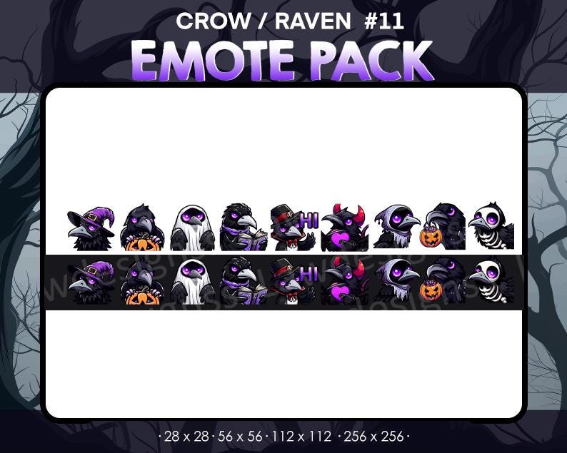 9 Raven/ Crow Emotes Halloween Bundle Pack - Twitch, Youtube, Discord ...