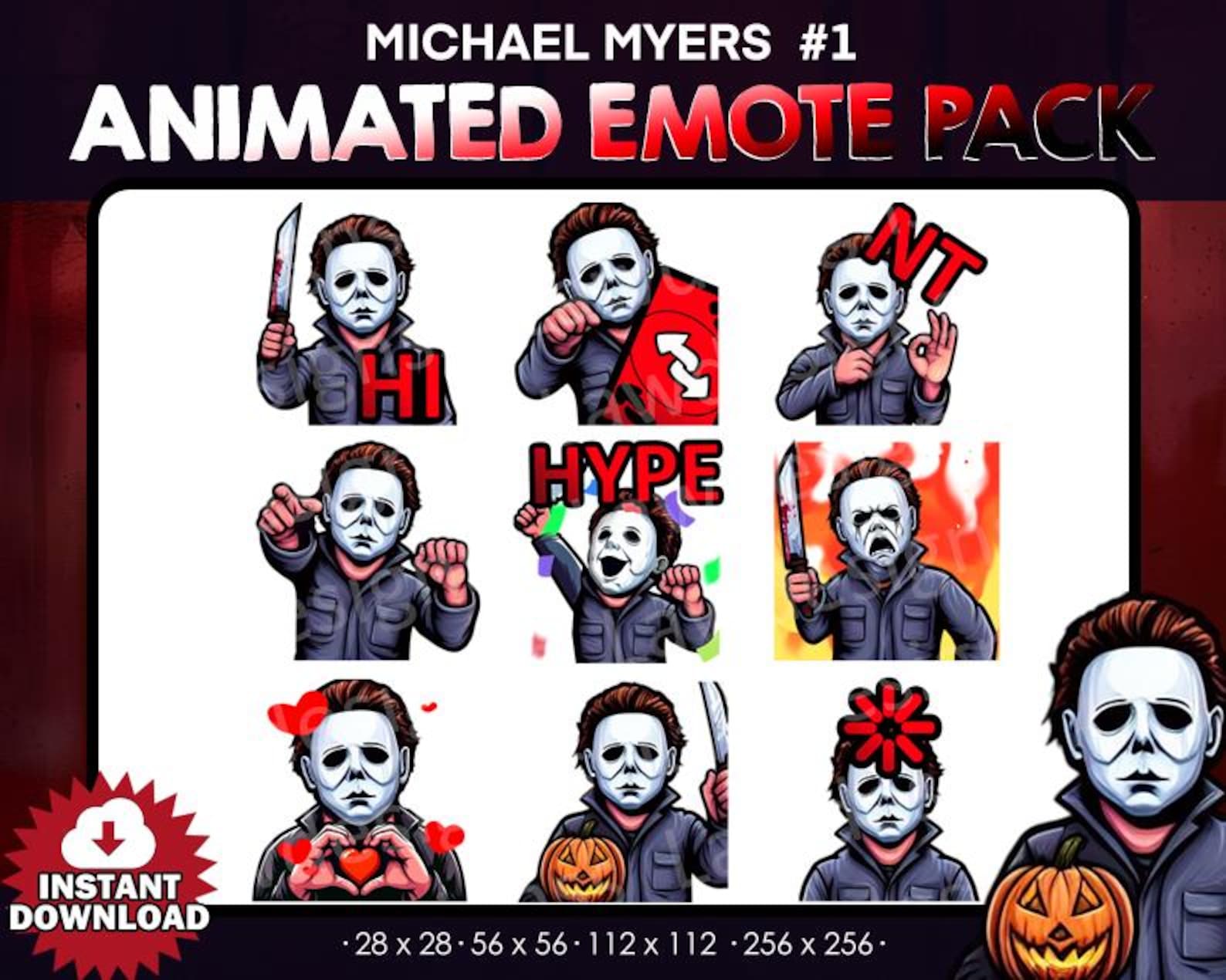 9 Animated Michael Myers Emotes Bundle Pack - Twitch, Youtube, Discord ...