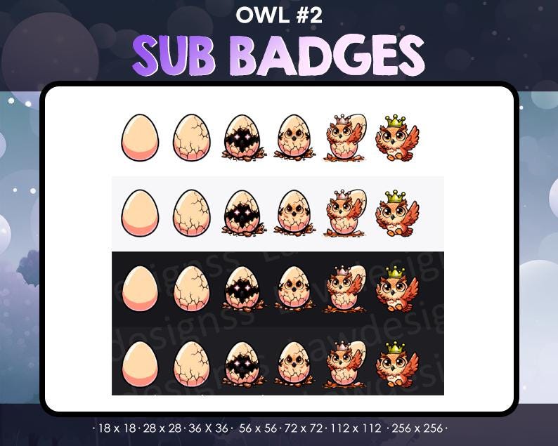 Cute Owl Sub Badges – Twitch, Youtube, Discord (digital Download) - Etsy