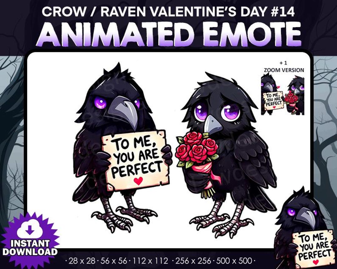 Raven / Crow Valentines Day- Animated Emote Love -twitch, Youtube ...