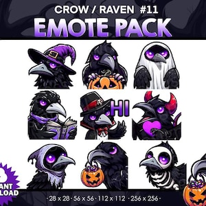 Halloween Raven Emotes Bundle – Spooky Twitch, Discord, Youtube ...