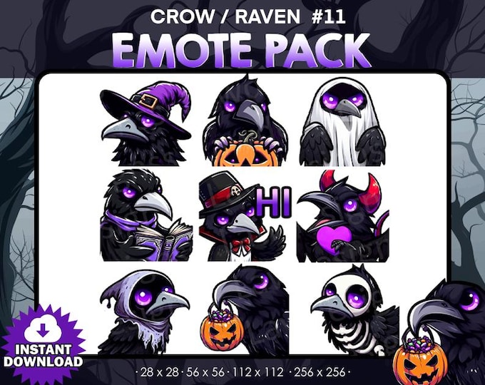 9 Raven/ Crow Emotes Halloween Bundle Pack - Twitch, Youtube, Discord ...