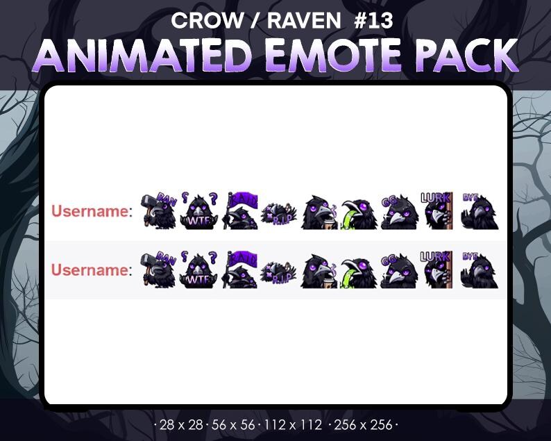 9 Animated Raven/ Crow Emotes Bundle Pack - Twitch, Youtube, Discord ...